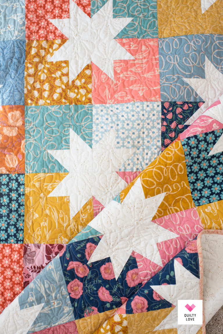 Star Pop II quilt pattern - Unruly Nature fabrics - Quilty Love