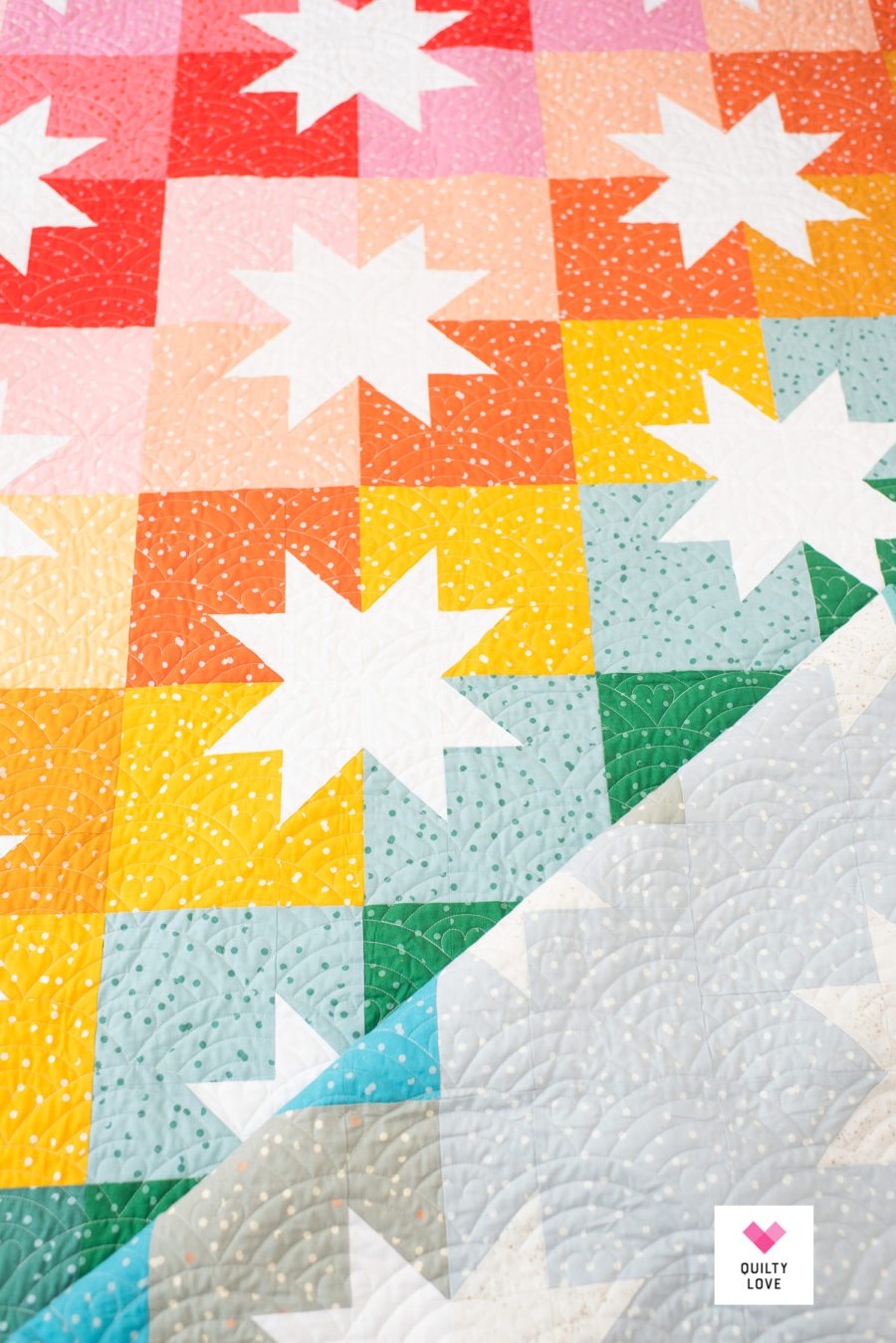 Hole Punch Star Pop II quilt - Quilty Love