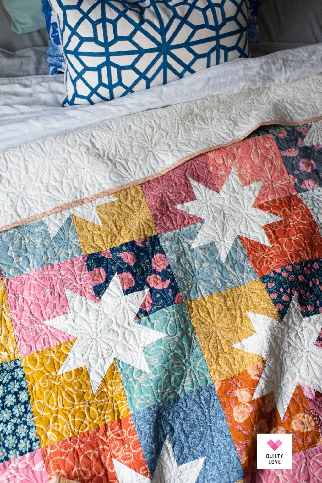 Star Pop II quilt pattern - Unruly Nature fabrics - Quilty Love