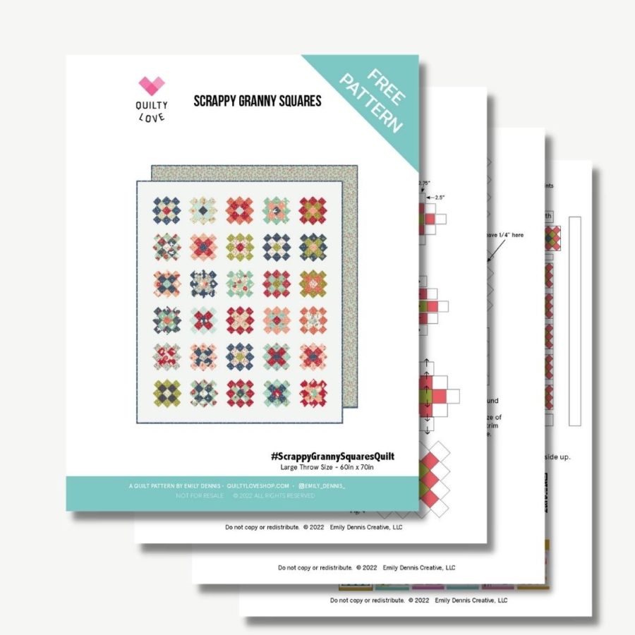 Free Pattern - Scrappy Granny Squares quilt pattern - Quilty Love