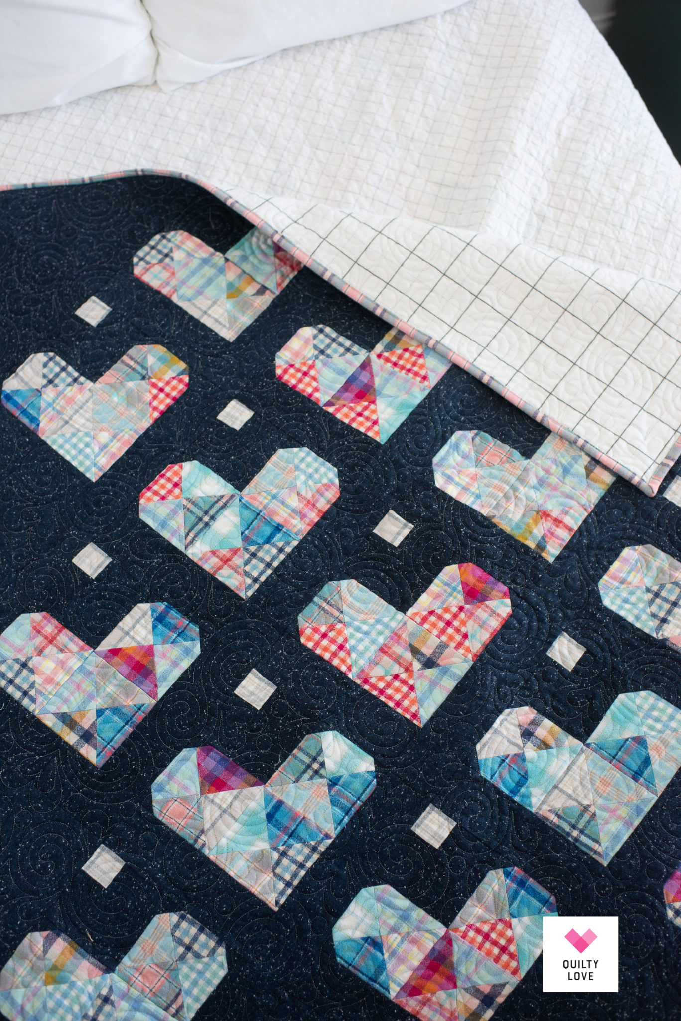 The Purple and Teal Heart Gems Quilt - Quilty Love