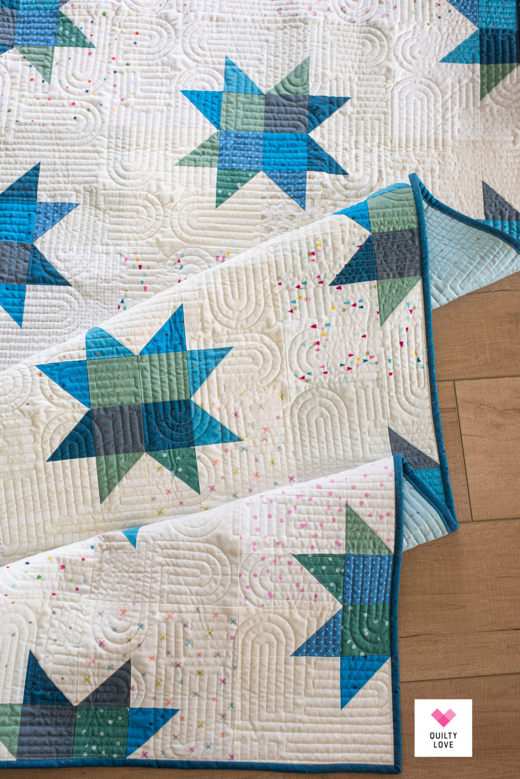 Scrappy Low Volume Star Pop II quilt - Quilty Love