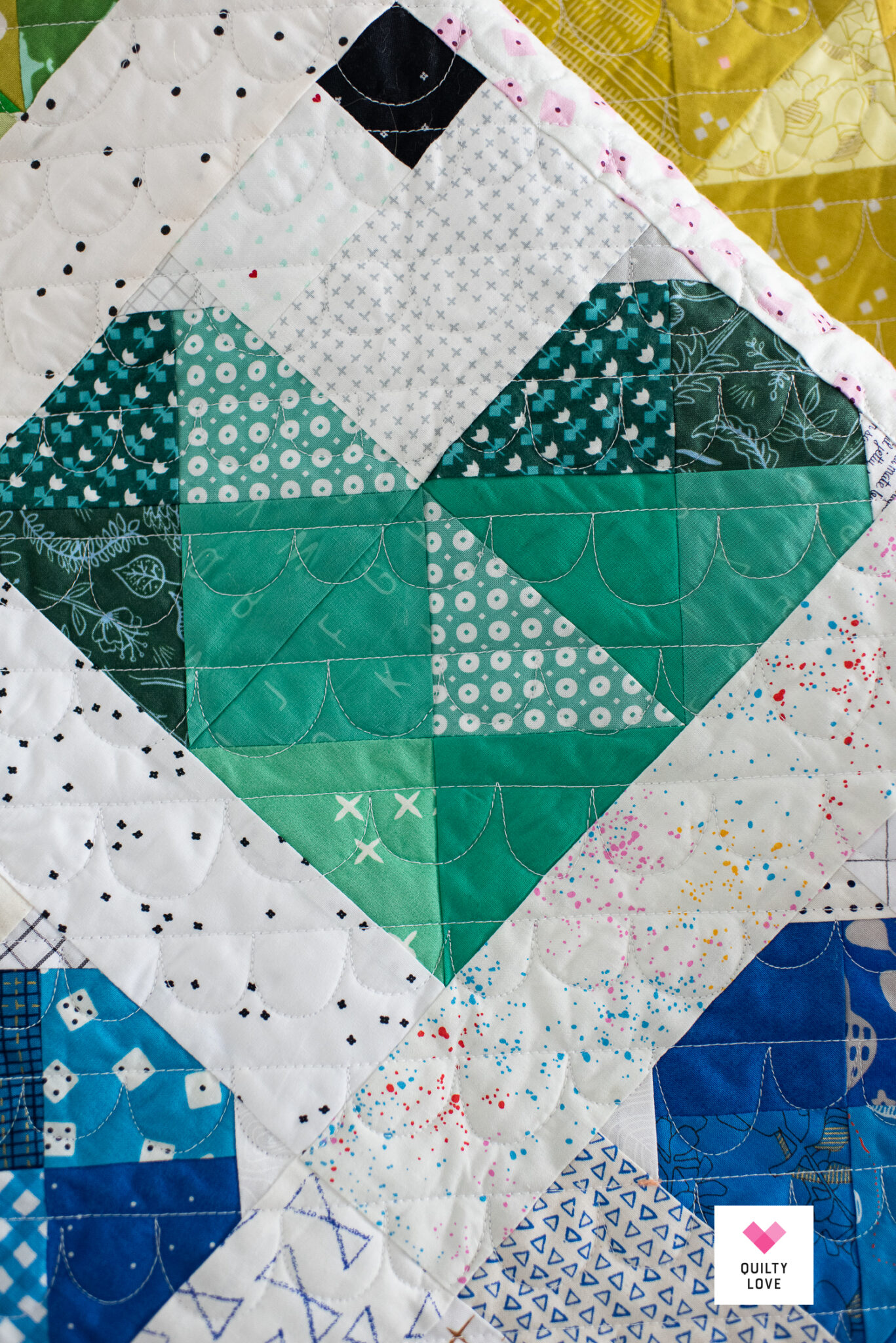 Scrap Stash Heart Gems Quilt - Quilty Love