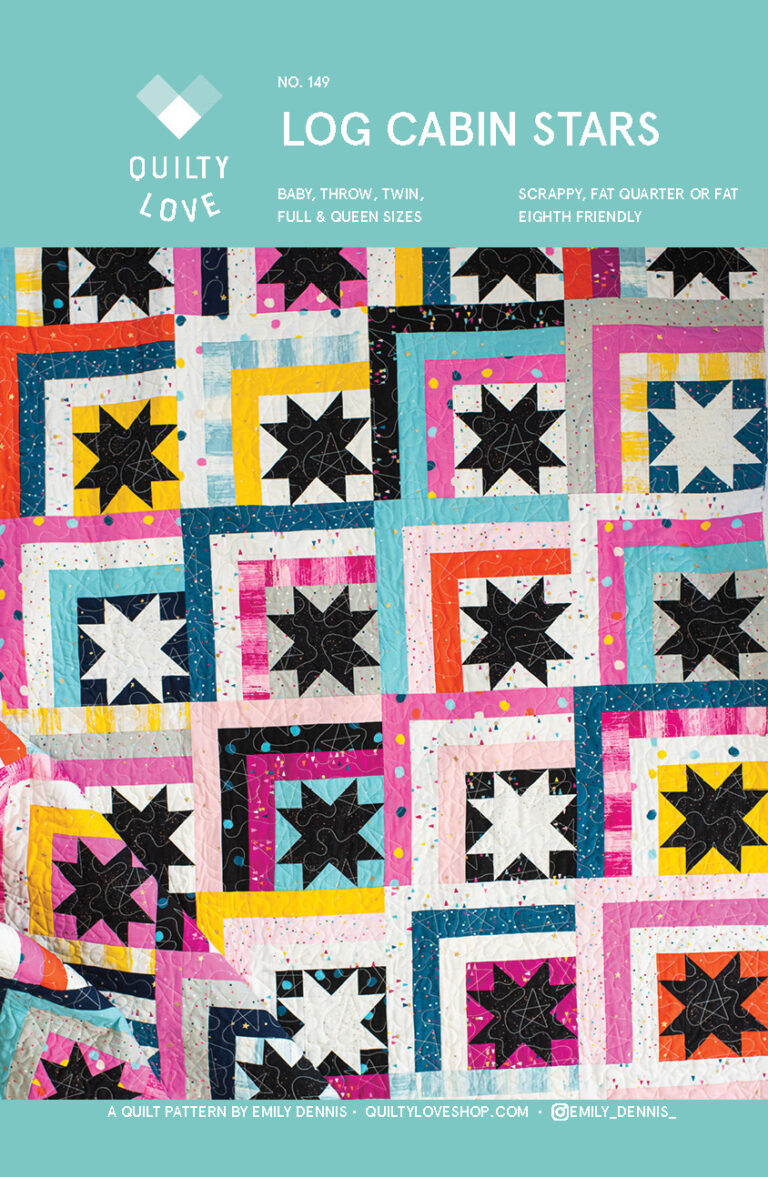 Scrappy Log Cabin Stars quilt - Quilty Love