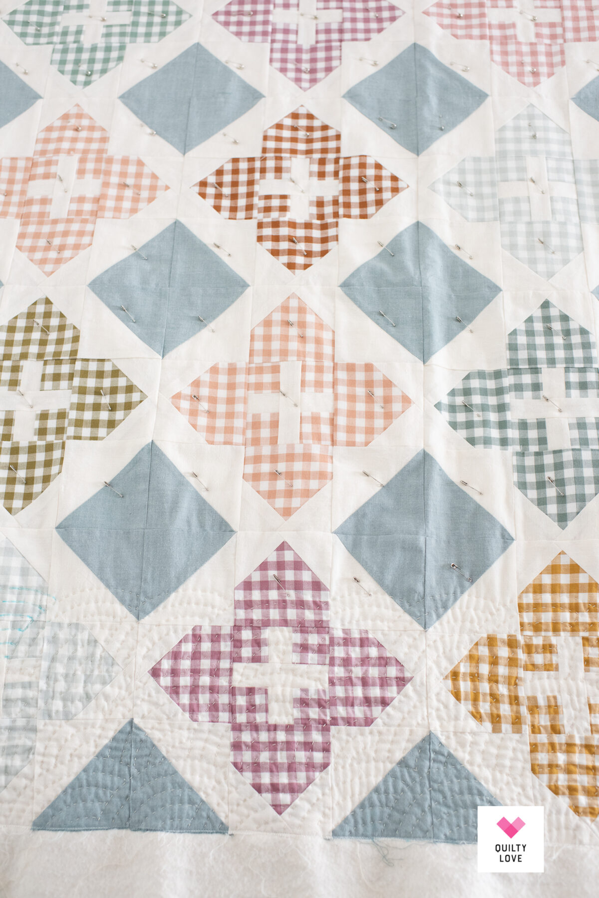 Hand quilted Fableism Camp Gingham Stained Glass Windows Quilt - Quilty Love