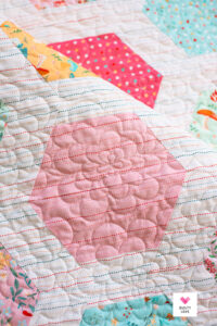 Poppie Cotton Mushroom Blooms fabric Hexie Framed quilt - Quilty Love