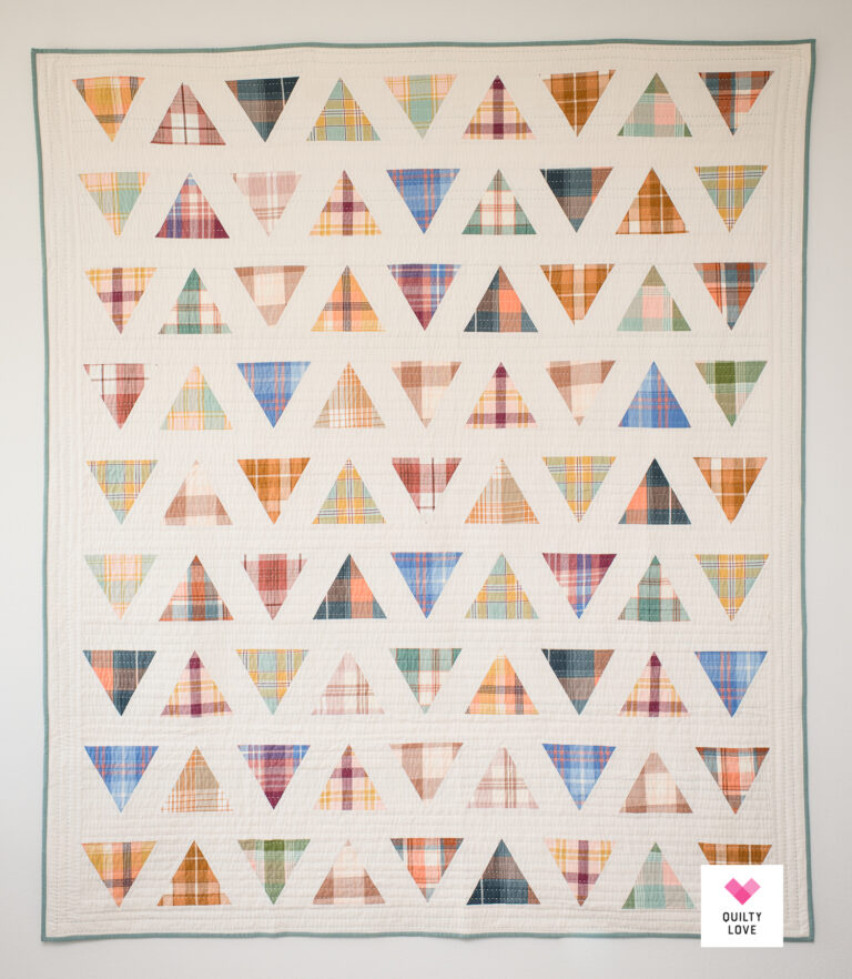 Hand quilted Fableism Arcade Plaid Wovens Triangle Pop quilt - Quilty Love