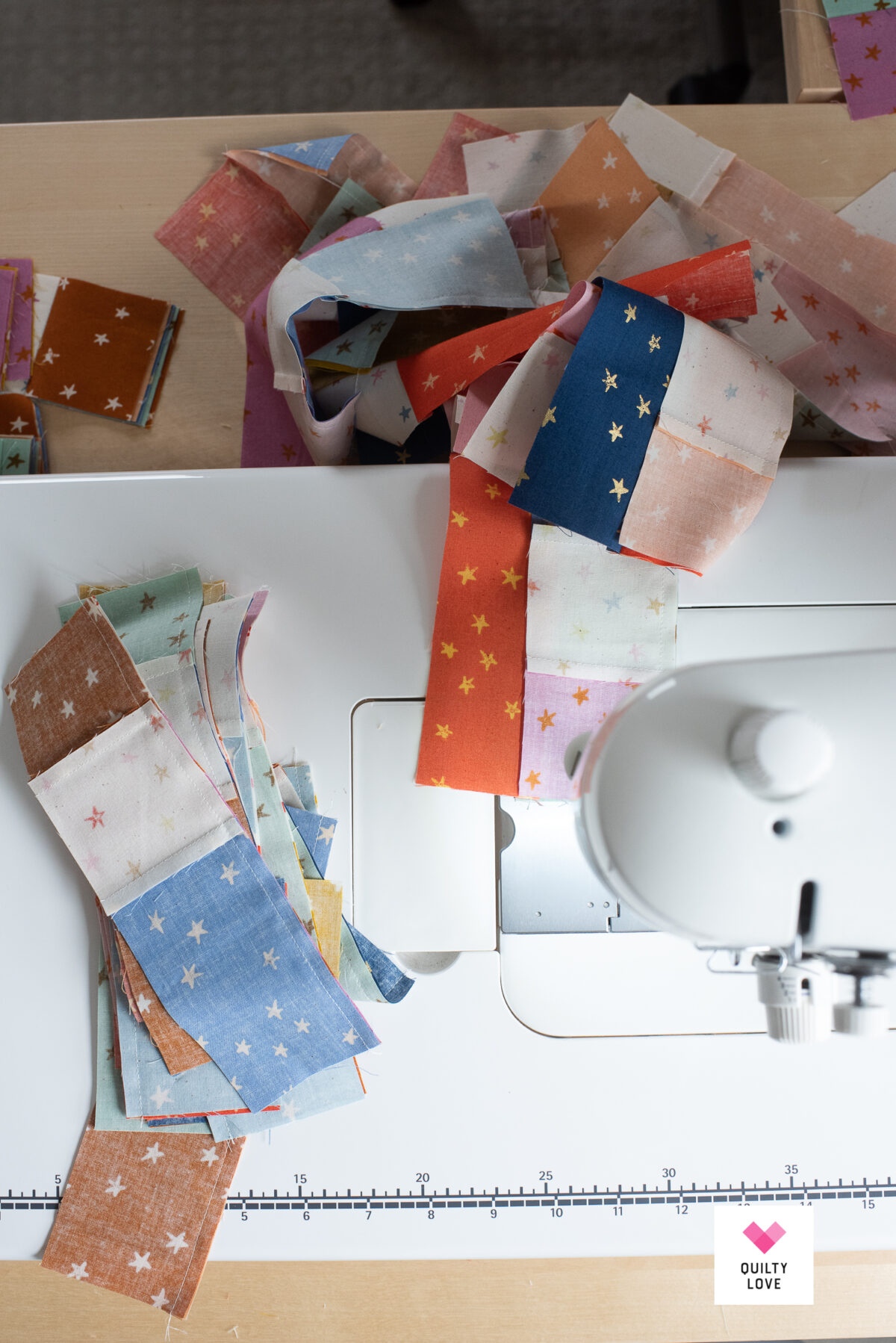 Scrappy Gems - The Ruby Star Society Starry Irish Chain quilt - Quilty Love