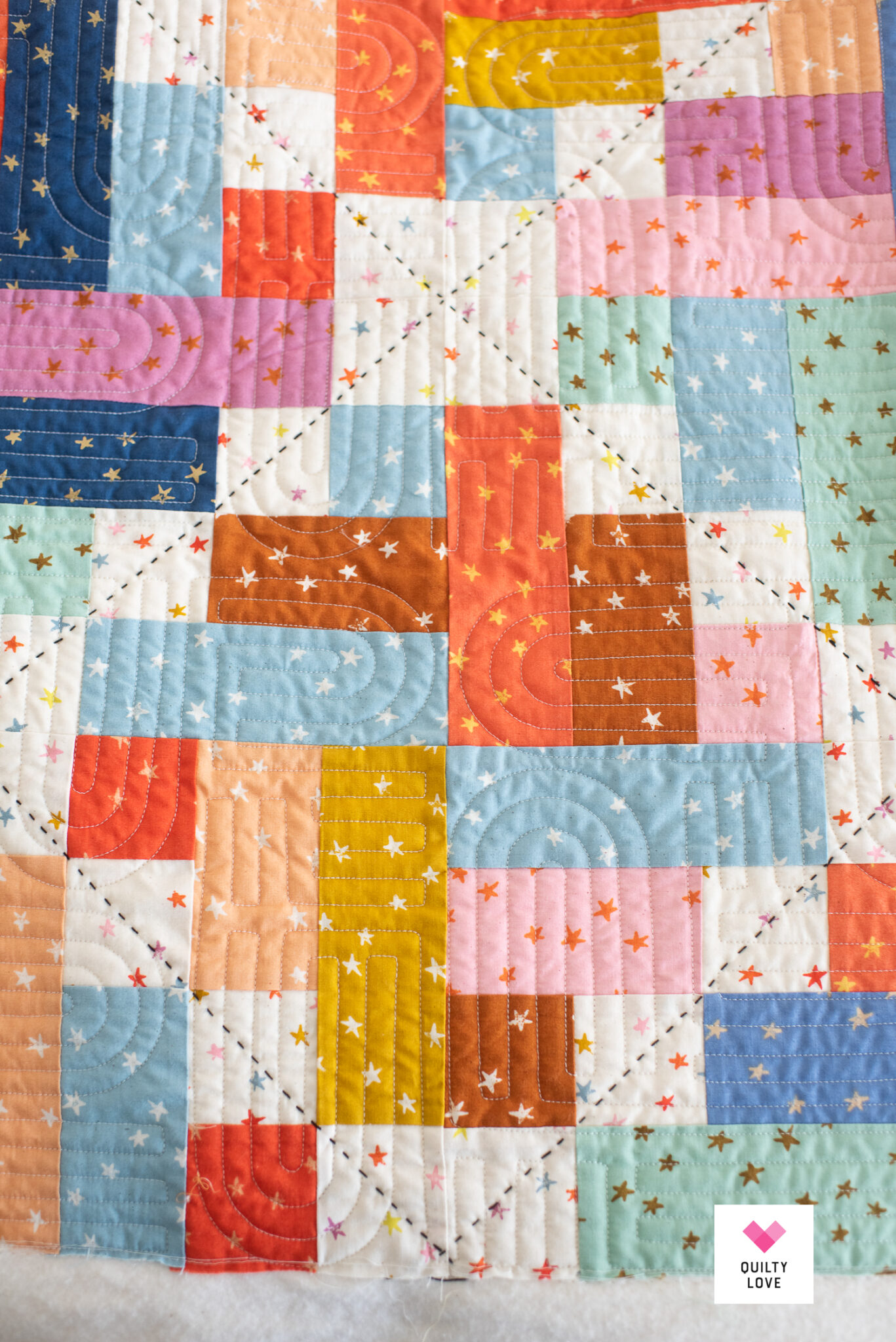 Scrappy Gems - The Ruby Star Society Starry Irish Chain quilt - Quilty Love