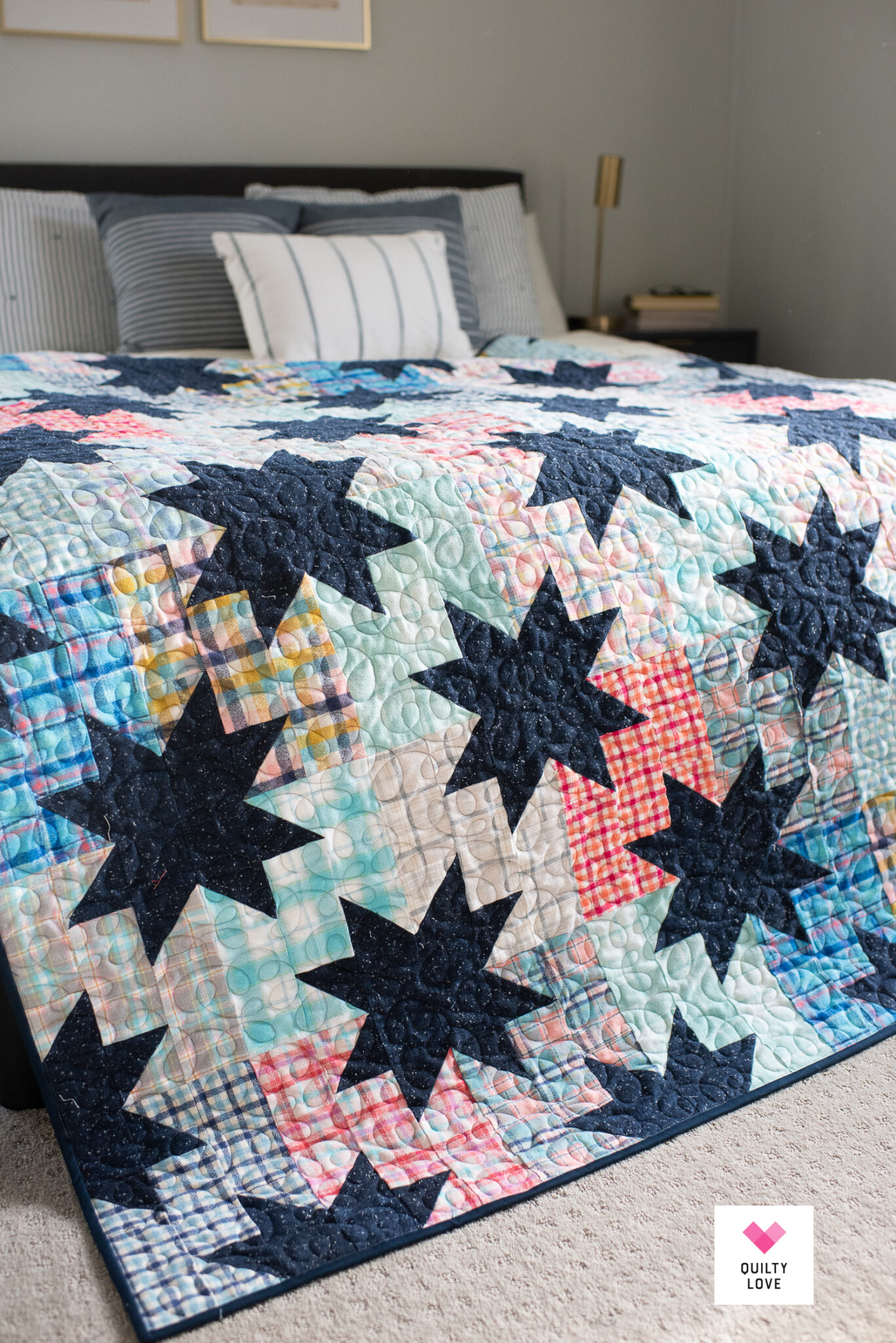 Flannel Cozy Season Star Pop quilt - Quilty Love