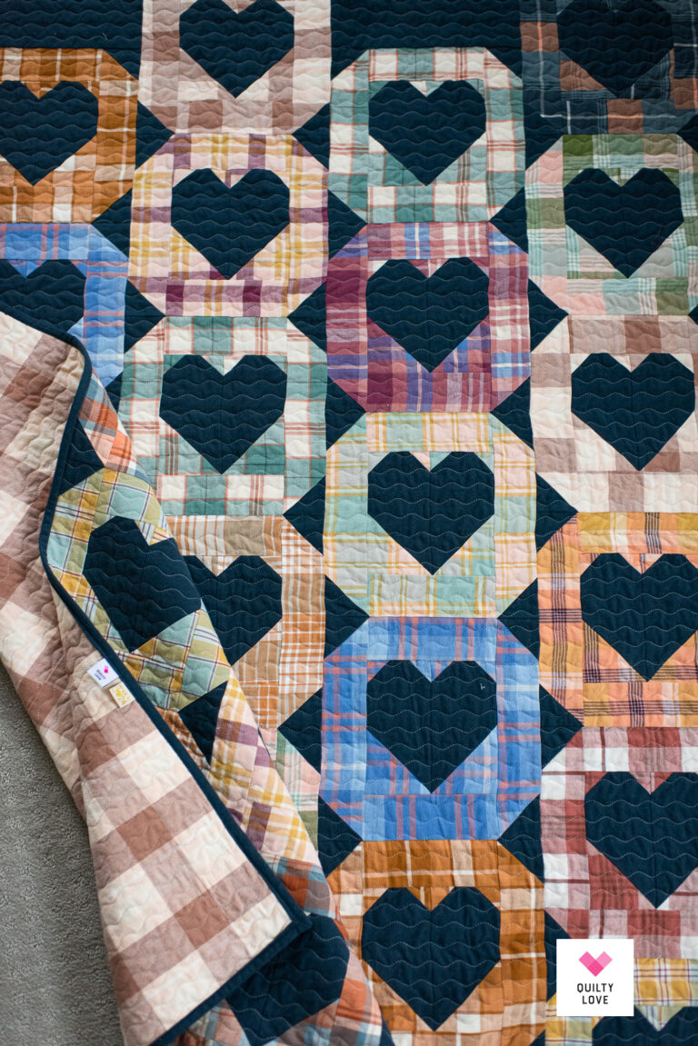 Classic Hearts quilt in Fableism Arcade Plaids - Quilty Love