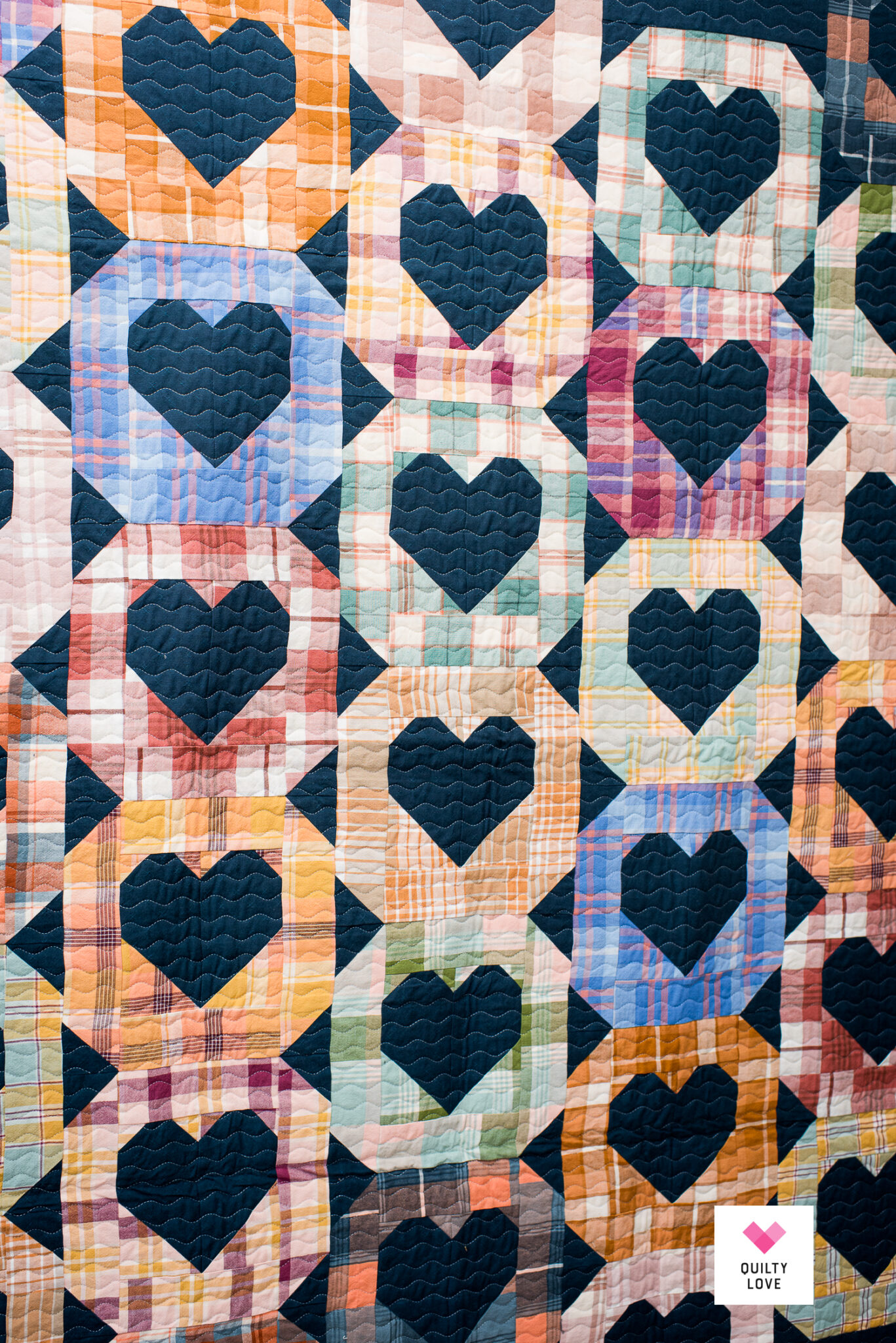 Classic Hearts quilt in Fableism Arcade Plaids - Quilty Love