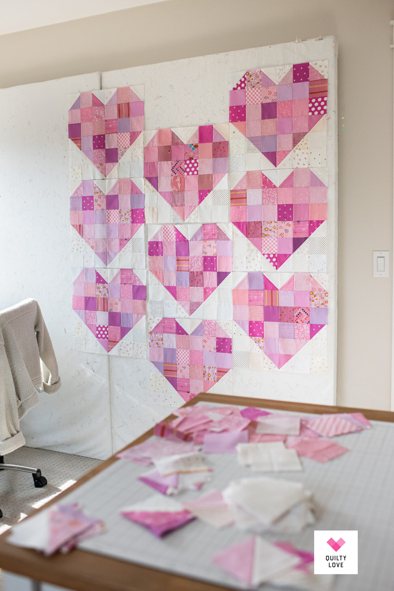 Scrappy Hearts - The scrap stash heart quilt pattern - Quilty Love