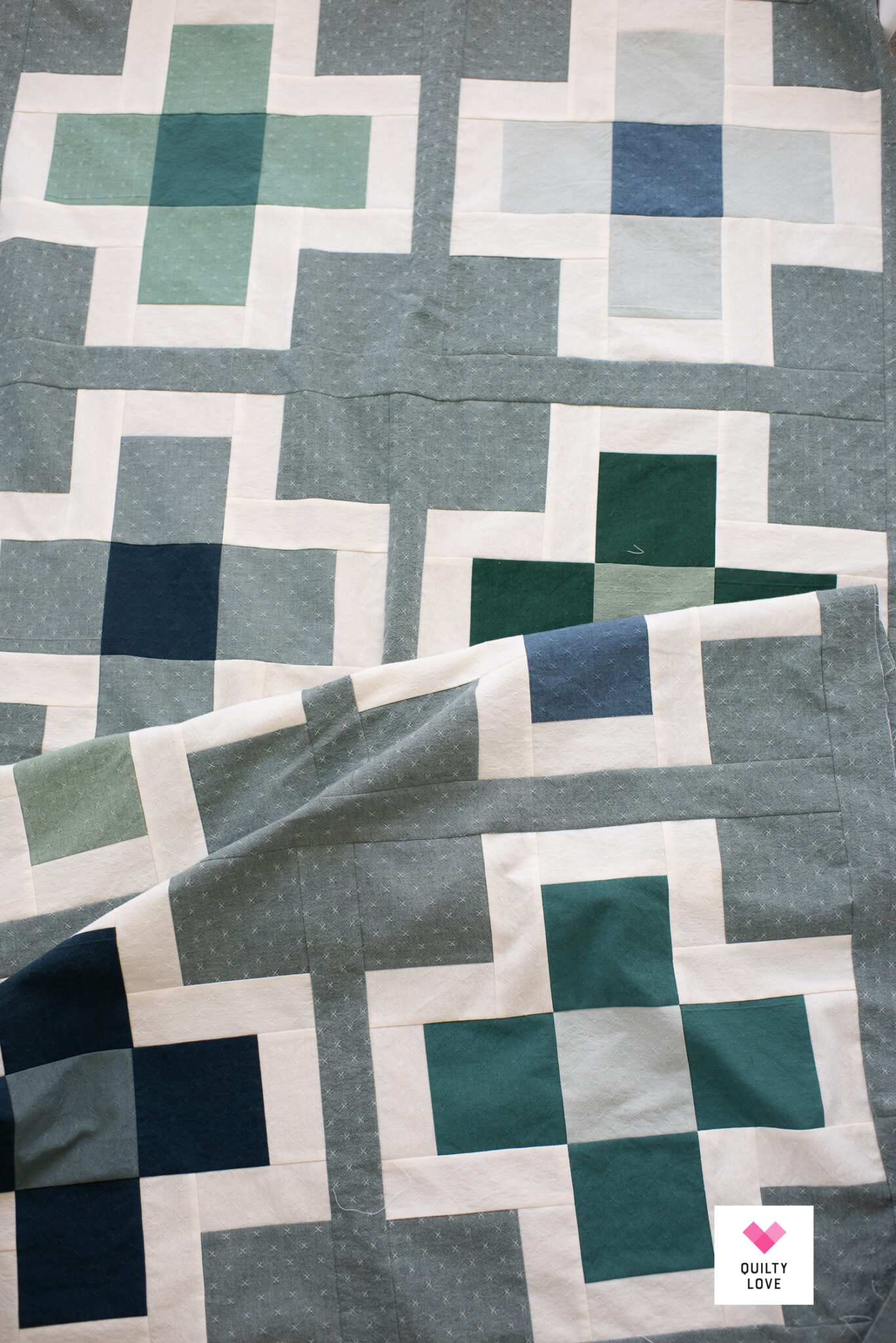 Plus Charmed Quilt Pattern - The Fableism Sprout Wovens one - Quilty Love