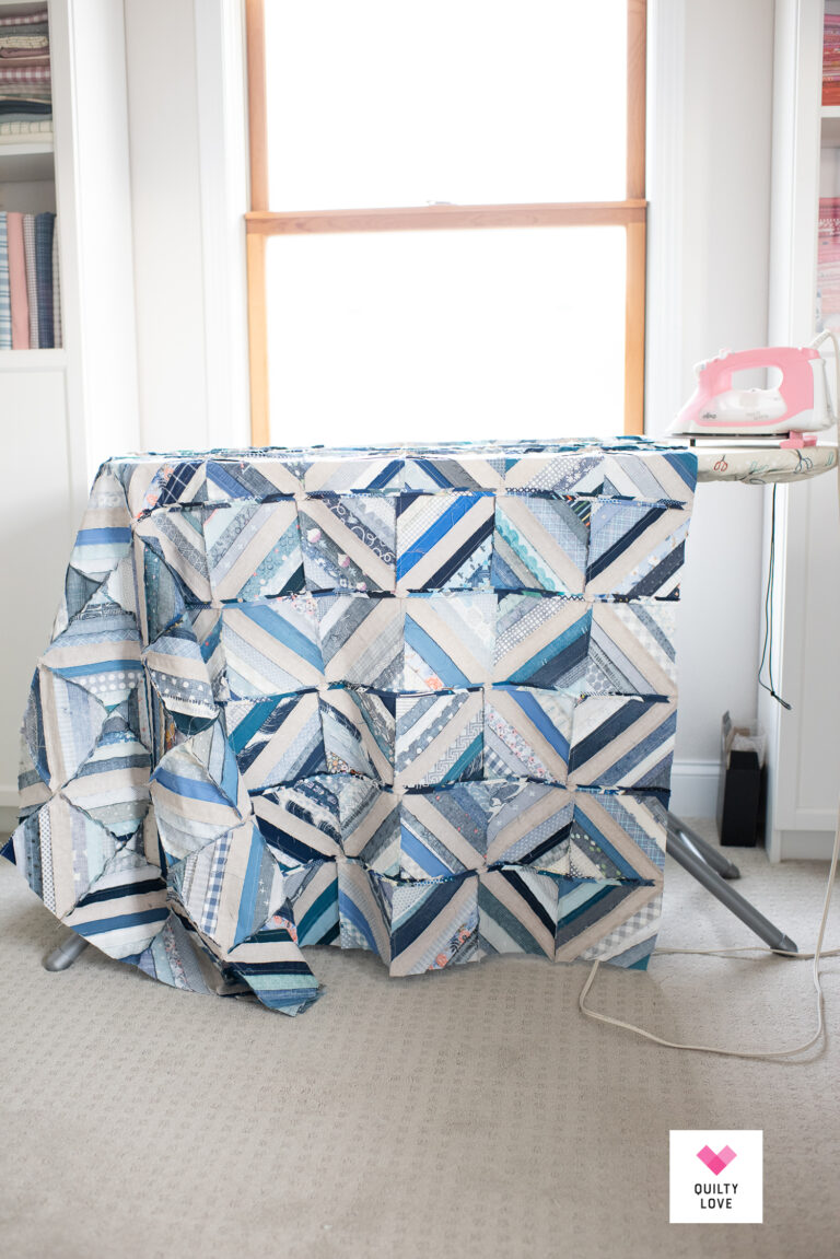 The blue String Scrap Stash Quilt - Quilty Love