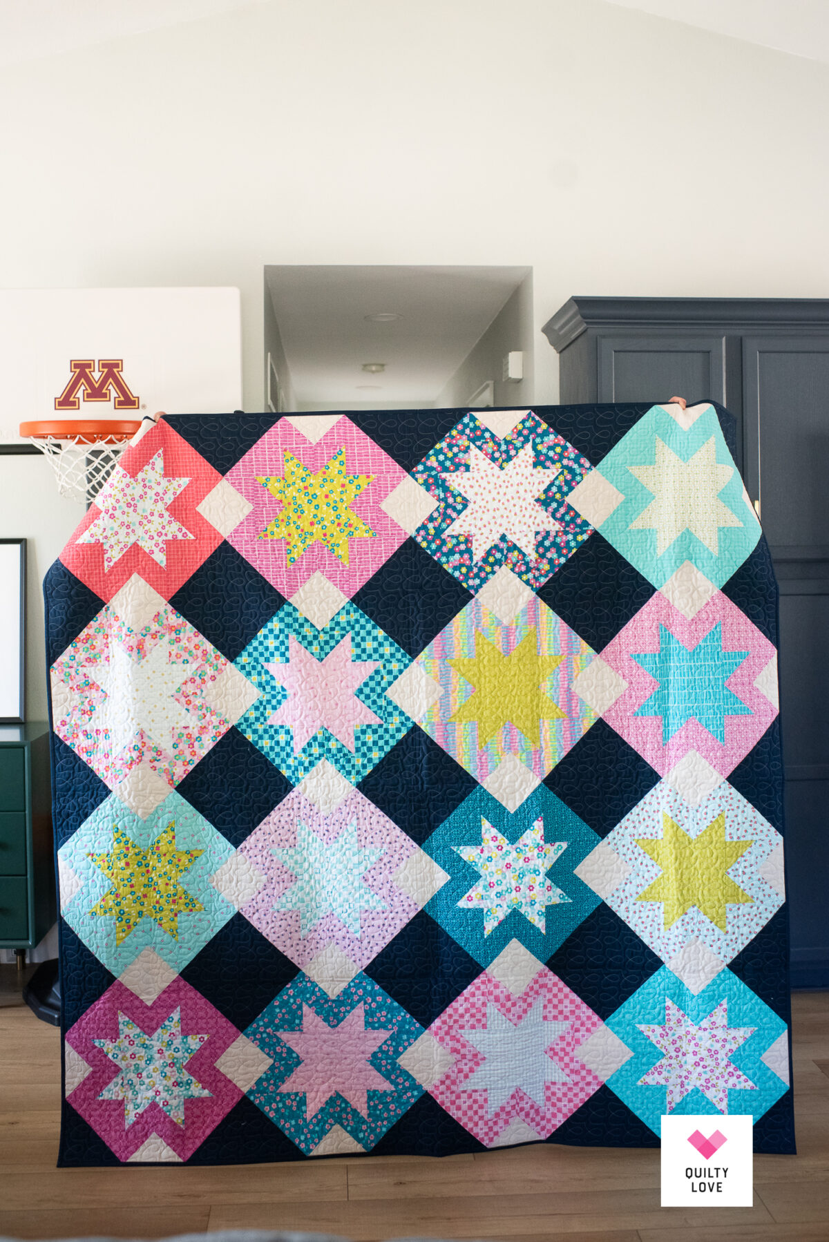 Color Pop Playground North Star Quilt - A Modern Fat Quarter Star Quilt ...