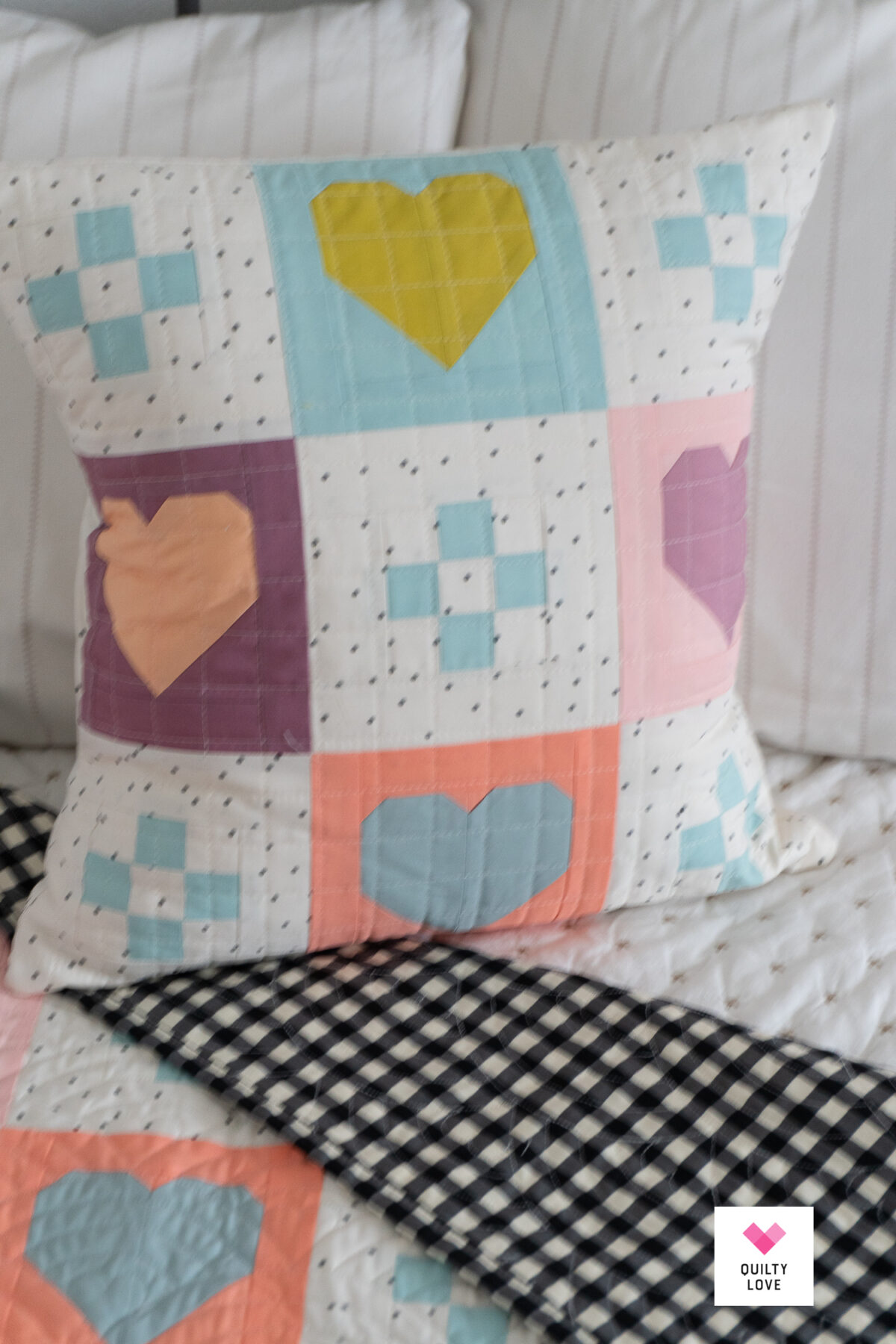 Cozy Checkered Hearts - a new modern heart quilt - Quilty Love